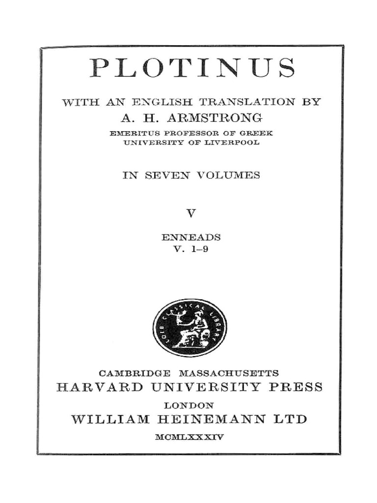 Plotinus Vol.5 | PDF | Nous | Religious Belief And Doctrine