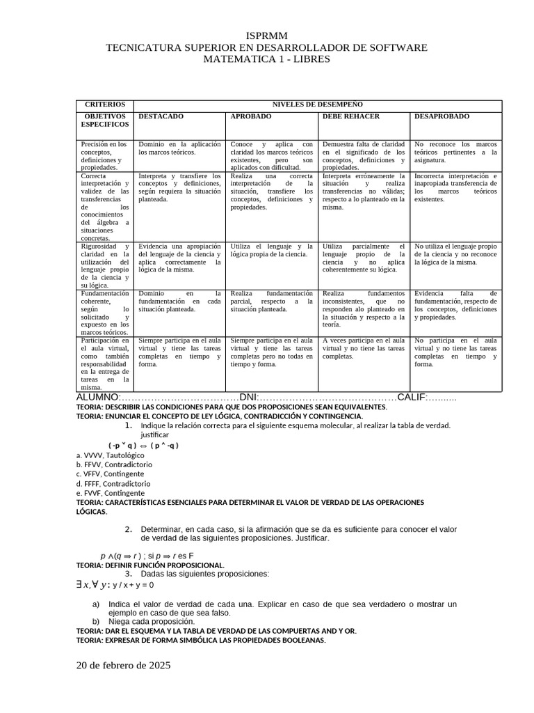 EX MAT 1 -LIB SOFT (1) | PDF | Proposición | Puerta lógica