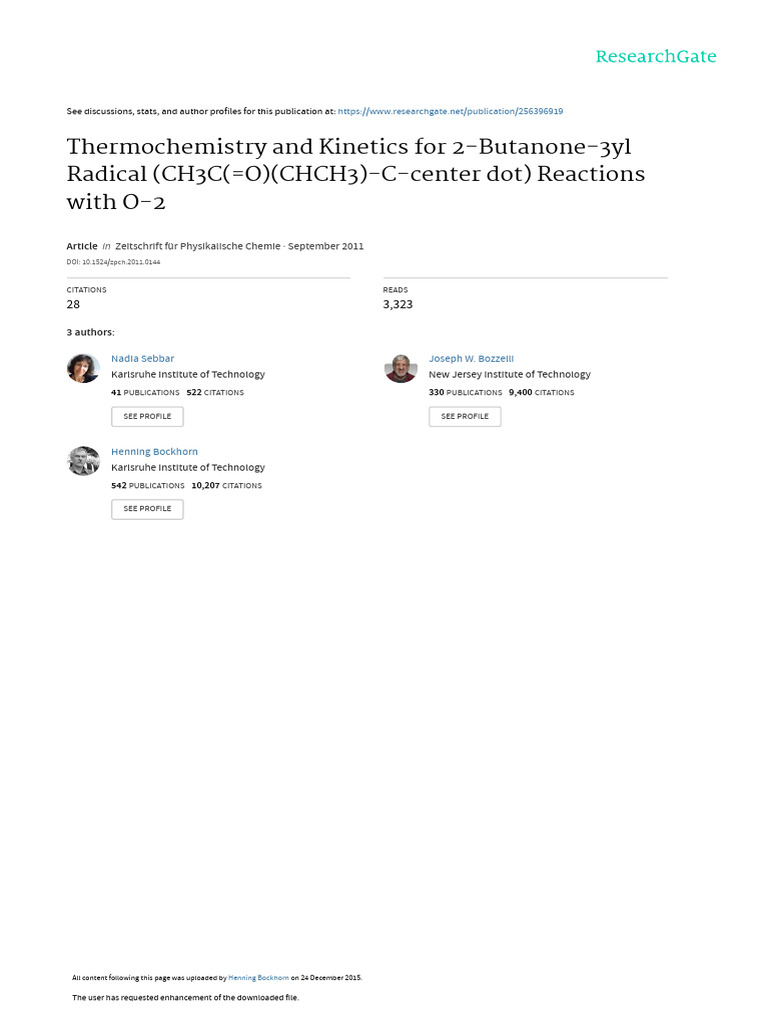 N SebbarJ W BozzelliH BockhornThermochemistryandkineticsfor Z Phys Chem ...