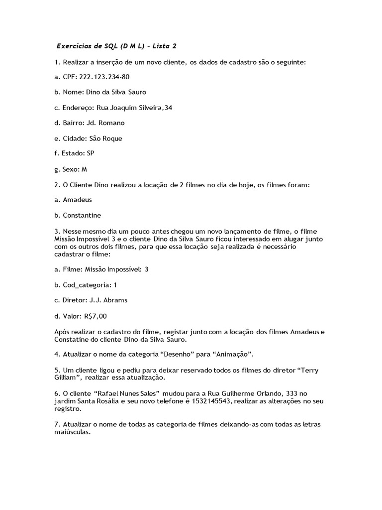 Lista de Exercicios 2 Ac2 | PDF