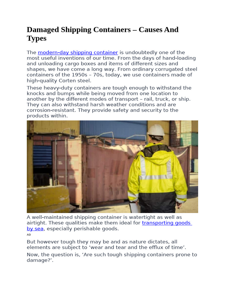 Damaged Shipping Containers | PDF | Cargo | Door
