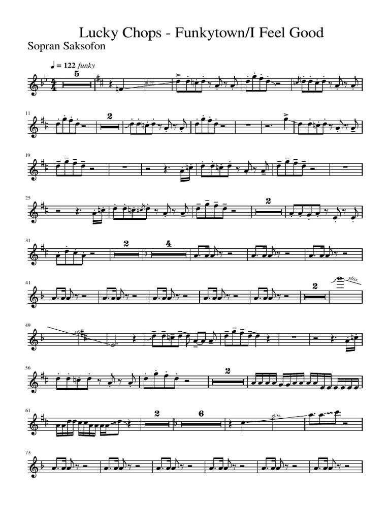 FunkytownI Feel Good - Lucky Chops - Kopiraj-Sopran Saksofon | PDF