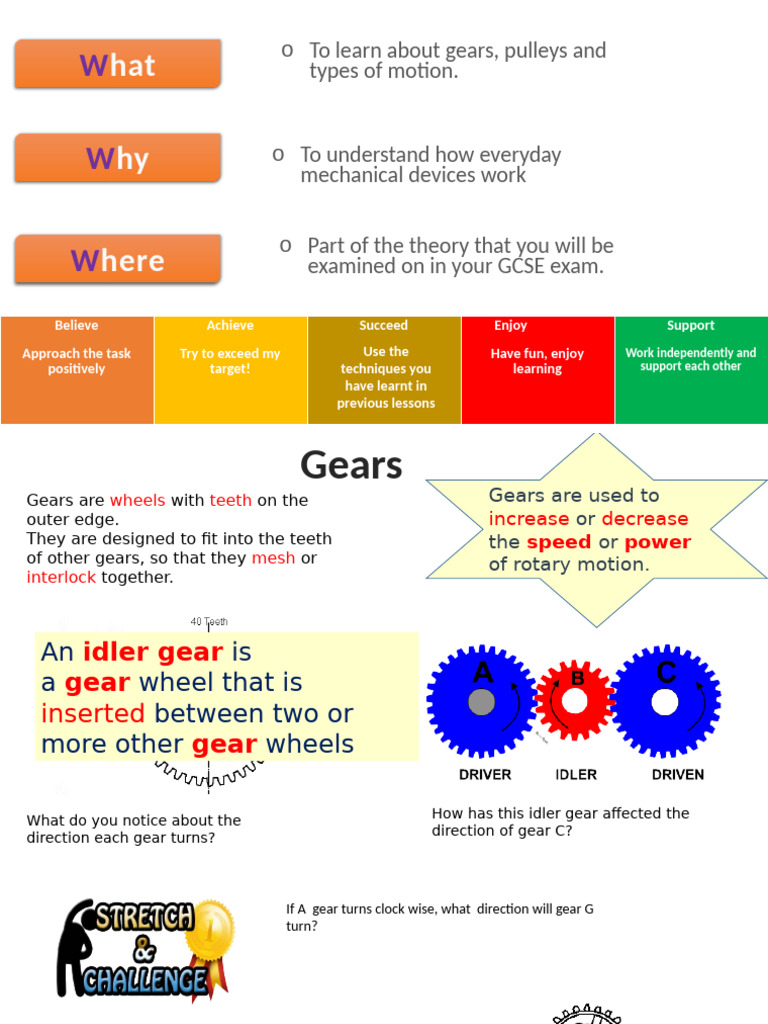 gears, pulleys and types of motion | PDF | Gear | Belt (Mechanical)
