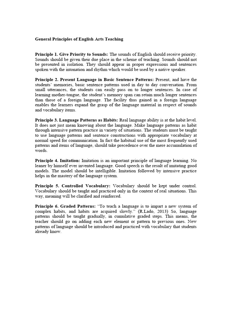 Toaz - Info Lesson 1 General Principles of English Arts Teaching PR ...