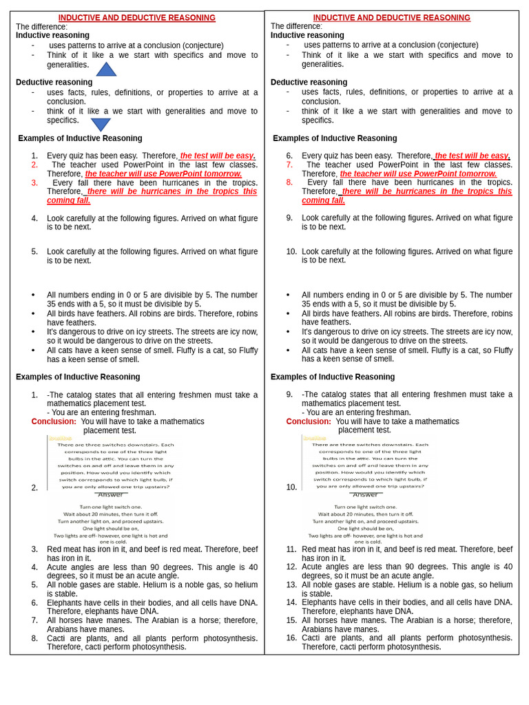 inductive and deductive | PDF | Inductive Reasoning | Reason