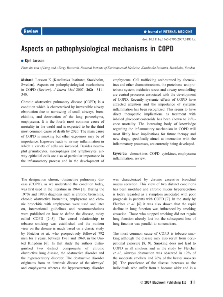 Pathophysiology of COPD Explained | PDF | Chronic Obstructive Pulmonary ...