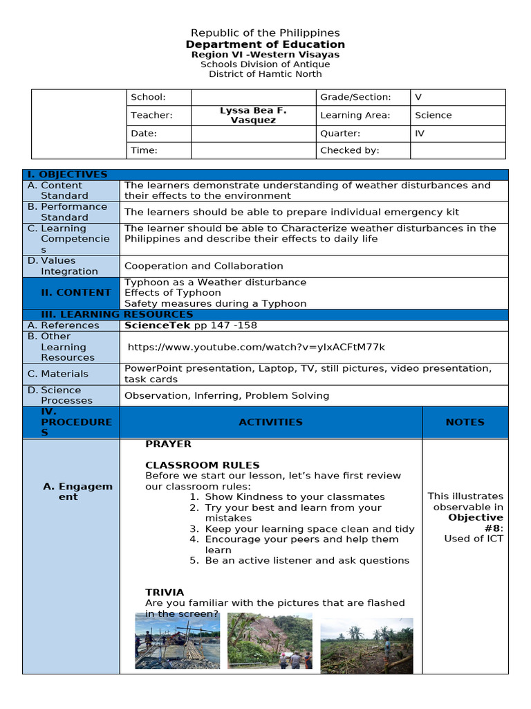 Lesson Plan Typhoon | PDF | Learning | Freezing