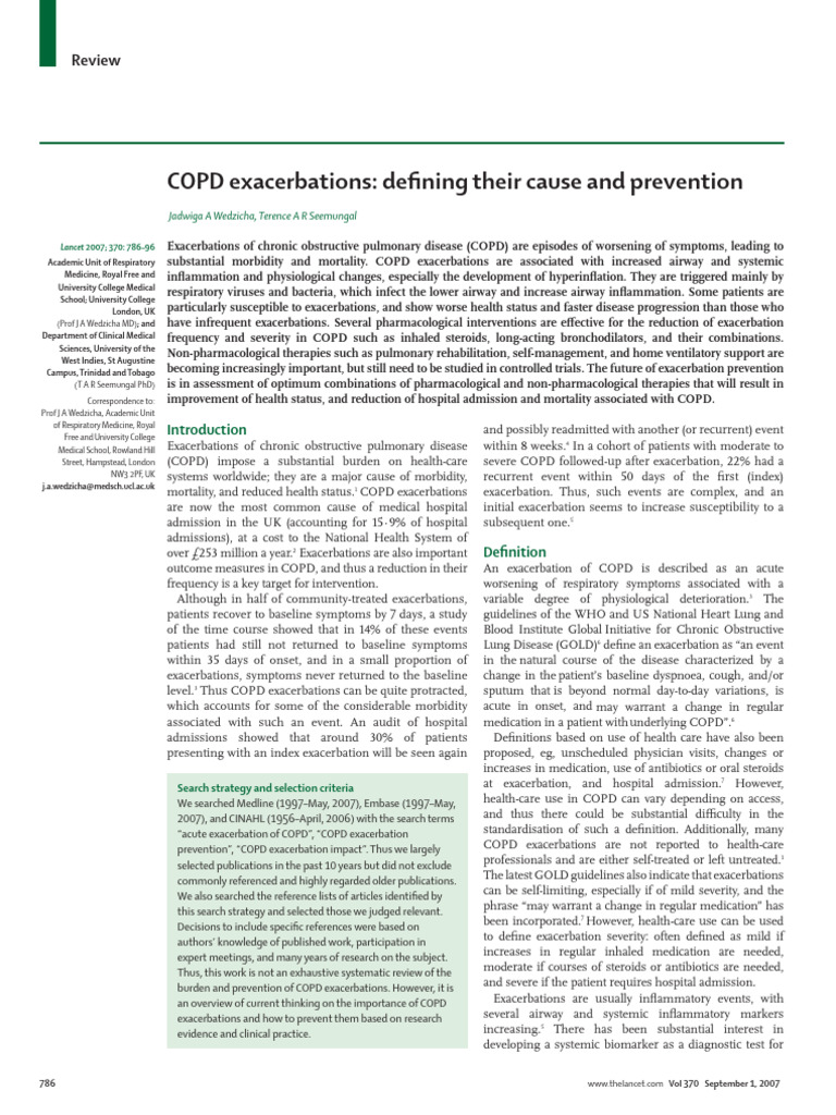 COPD Exacerbation Cause and Prevention | PDF | Chronic Obstructive ...