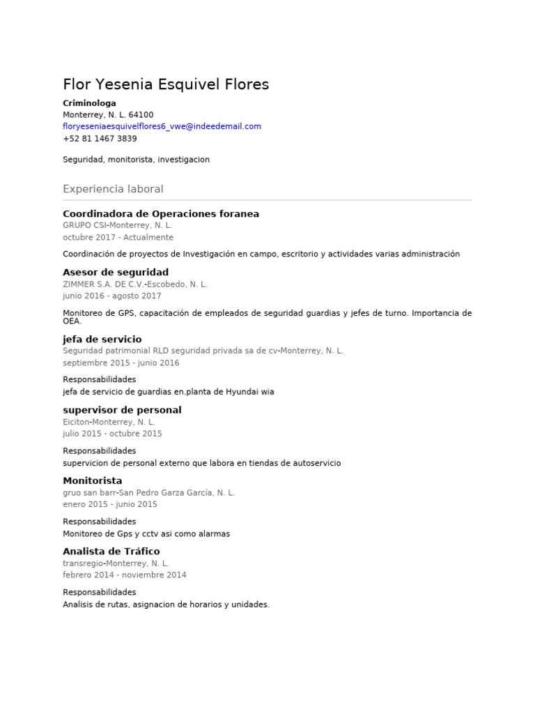 CVFlor Yesenia Esquivel Flores | PDF