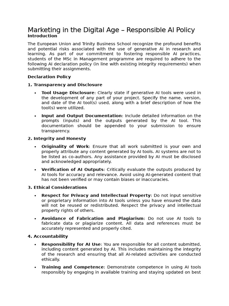 MSc-MGT-AI Declaration Policy | PDF | Artificial Intelligence | Intelligence (AI) & Semantics