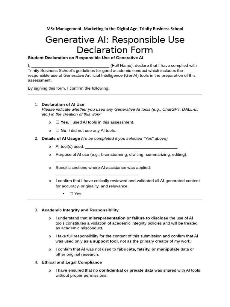 AI Declaration Digital MRK | PDF | Academic Integrity