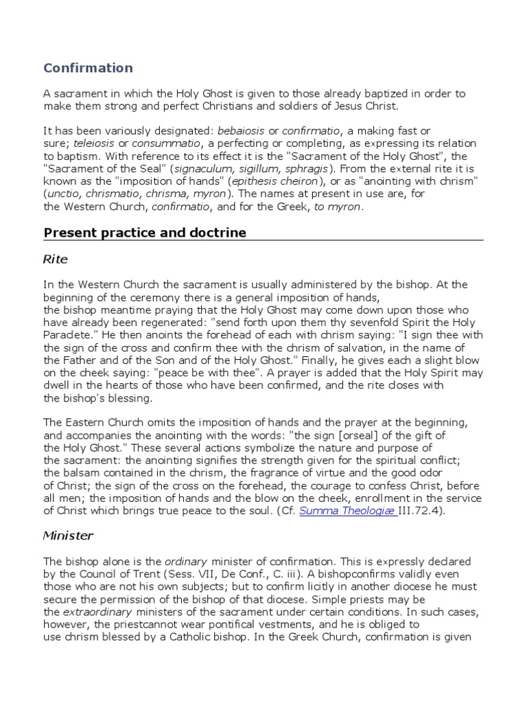 Confirmation: Present Practice and Doctrine | PDF | Confirmation ...