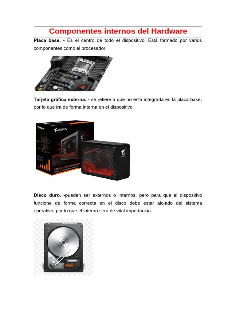 Componentes Internos del Hardware | PDF