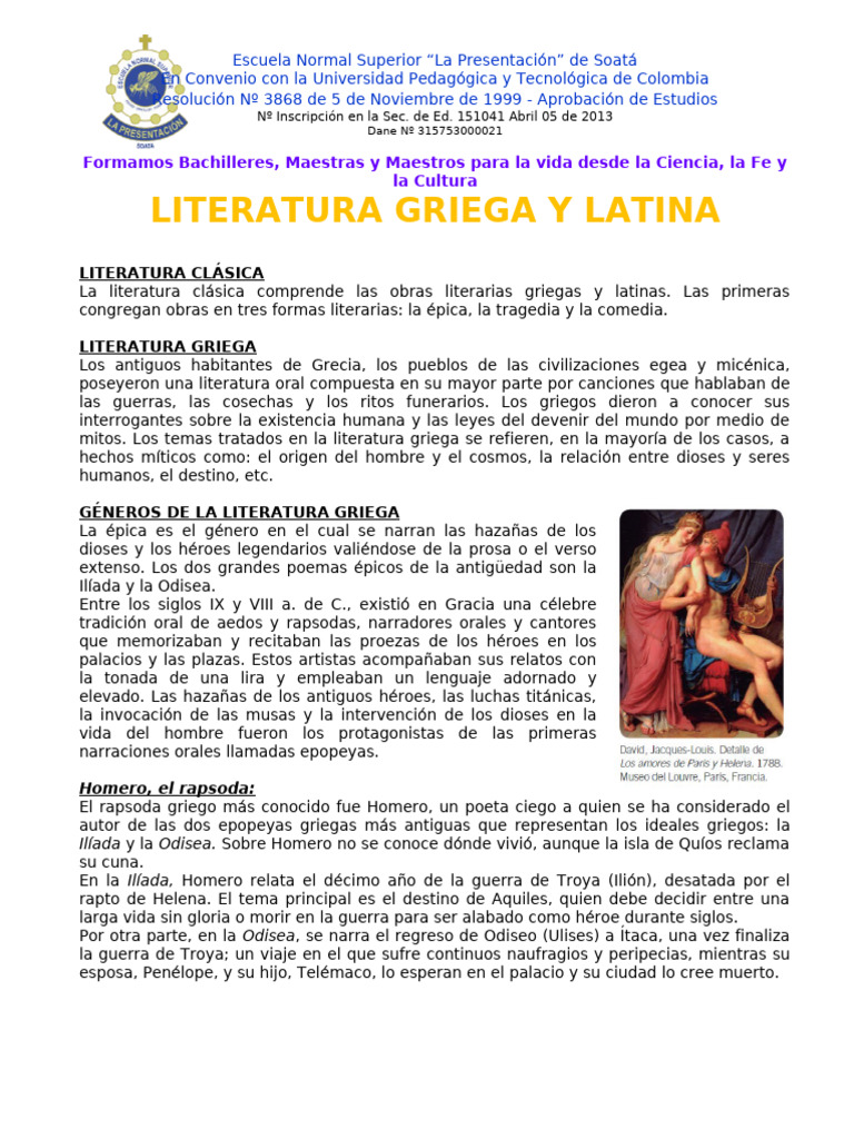 TeMáTiCa LiTeRaTuRa gRiEgA & LaTiNa | PDF | Poesía épica | Odiseo