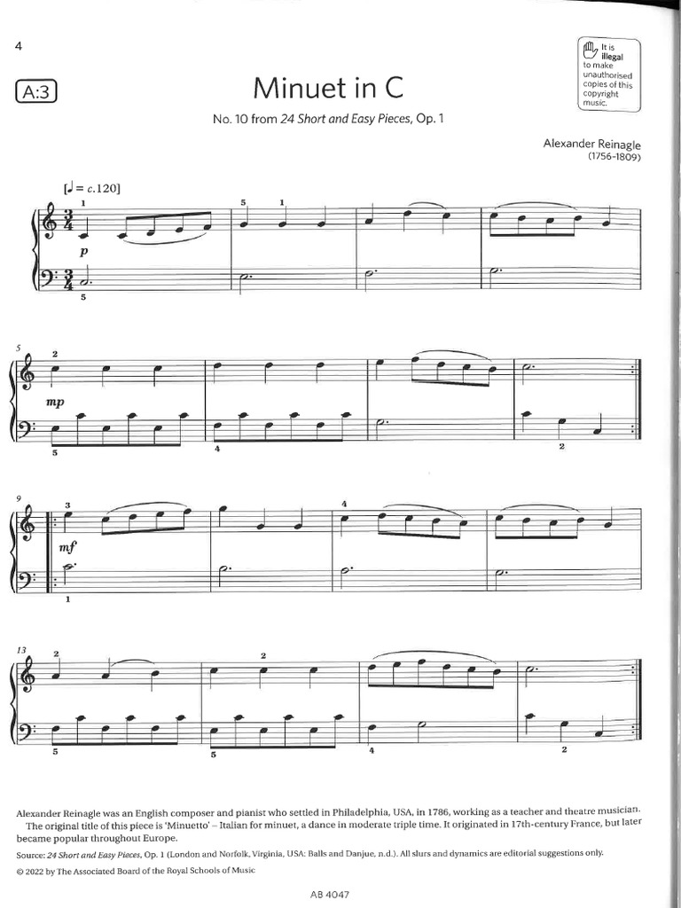 Menuet, Reinagle | PDF | Musical Forms | Dances