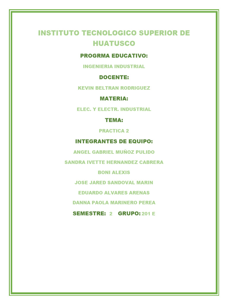 Practica 2 Elect. | PDF | Red eléctrica | Corriente eléctrica