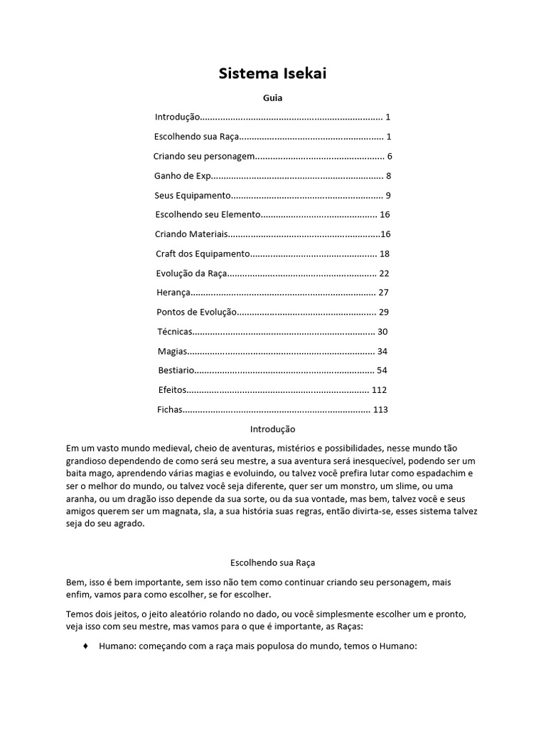 Guia Completo do Sistema Isekai | PDF | Martelo | Arco e flecha