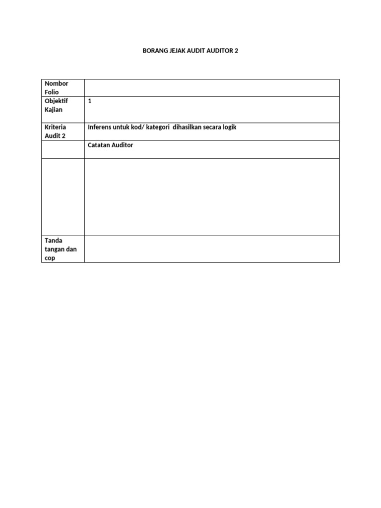 Borang Jejak Audit Auditor 2 | PDF