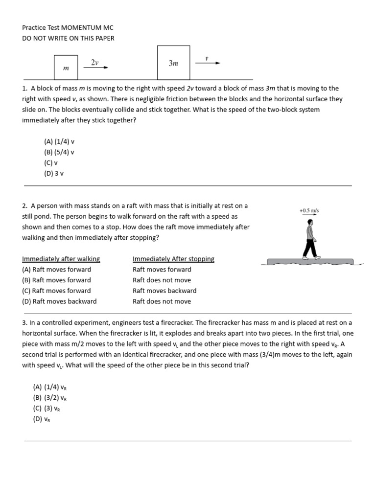 Practice TEST MOMENTUM MC 2025 | PDF | Force | Momentum