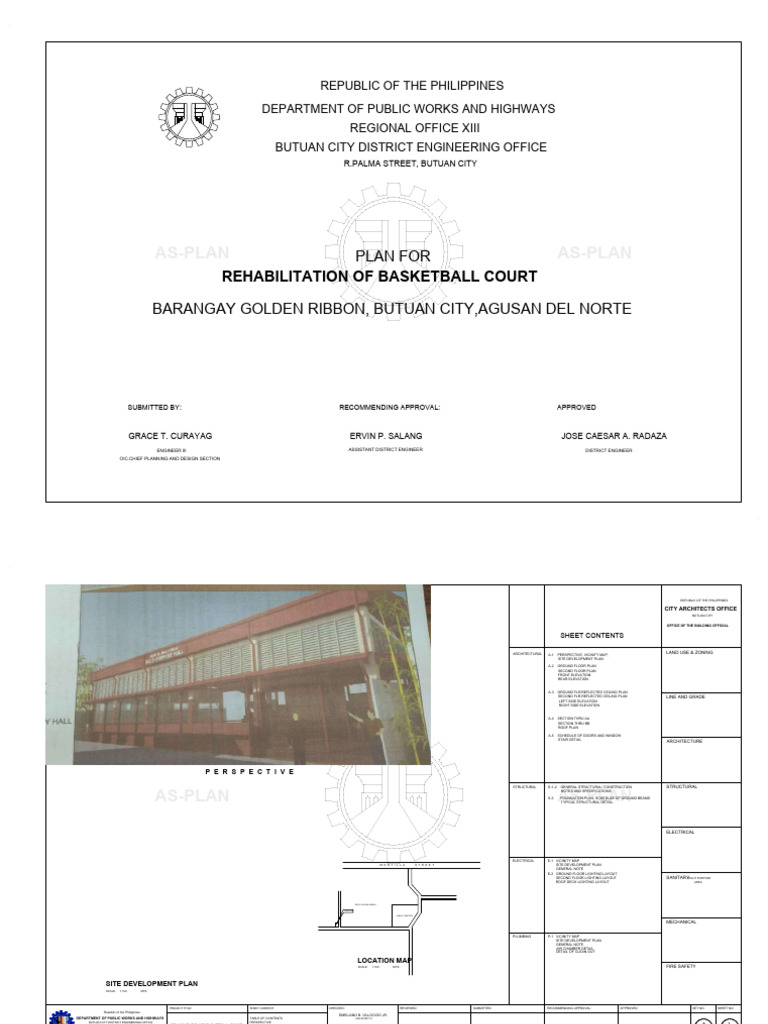 Basketball Court Rehabilitation Plan | PDF | Flooring | Architectural ...