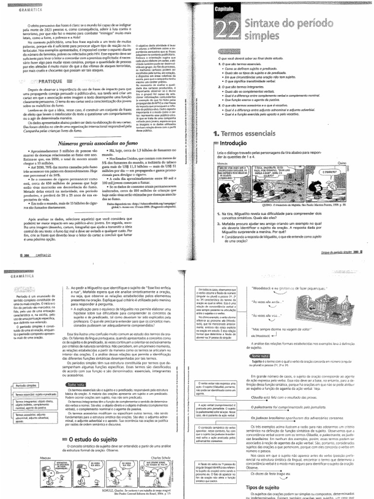 Sintaxe Do Período Simples - ABAURRE & PONTARA - Gramática - Texto ...