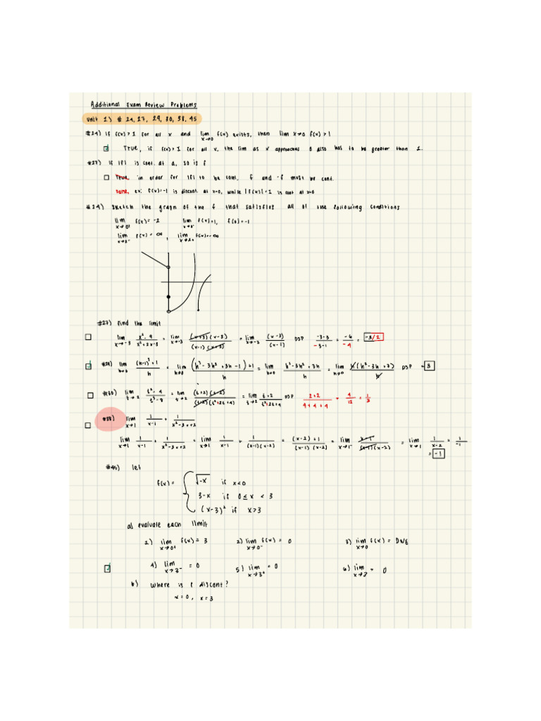 Calc 1 Final Review Problems | PDF
