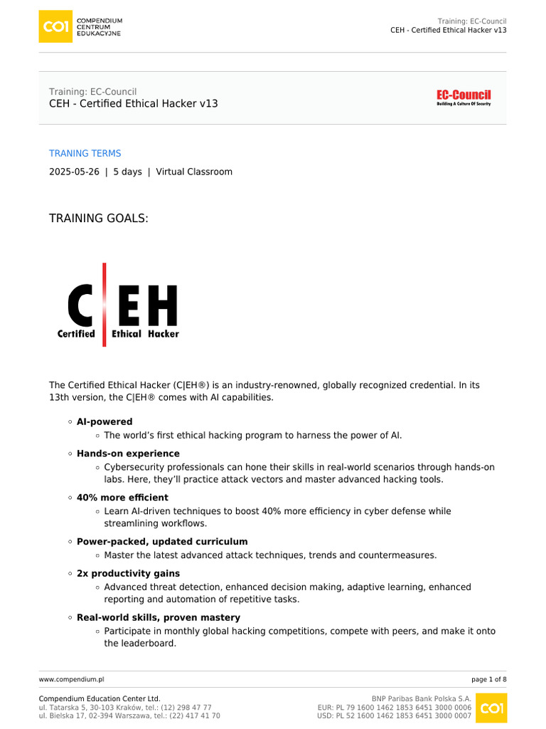Compendium Training 8014 Ceh Certified Ethical Hacker v13 | PDF | Denial Of Service Attack ...
