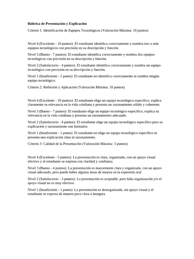 Rúbrica - Semana 6 | PDF