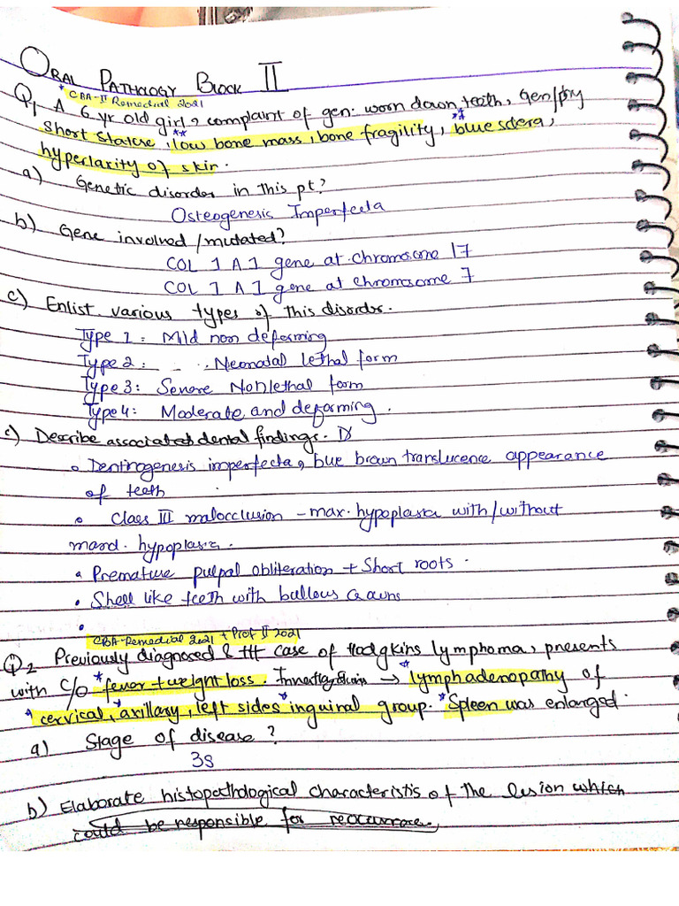 Oral Pathology Block 2 Solved Questions | PDF