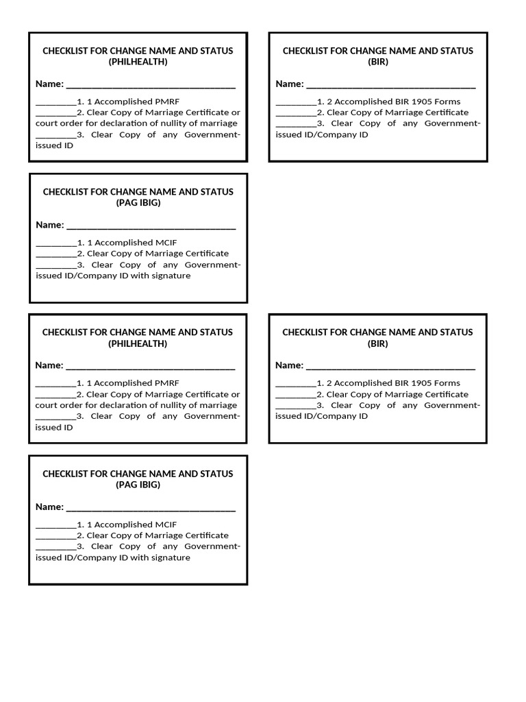 Checklist for Change Name and Status | PDF