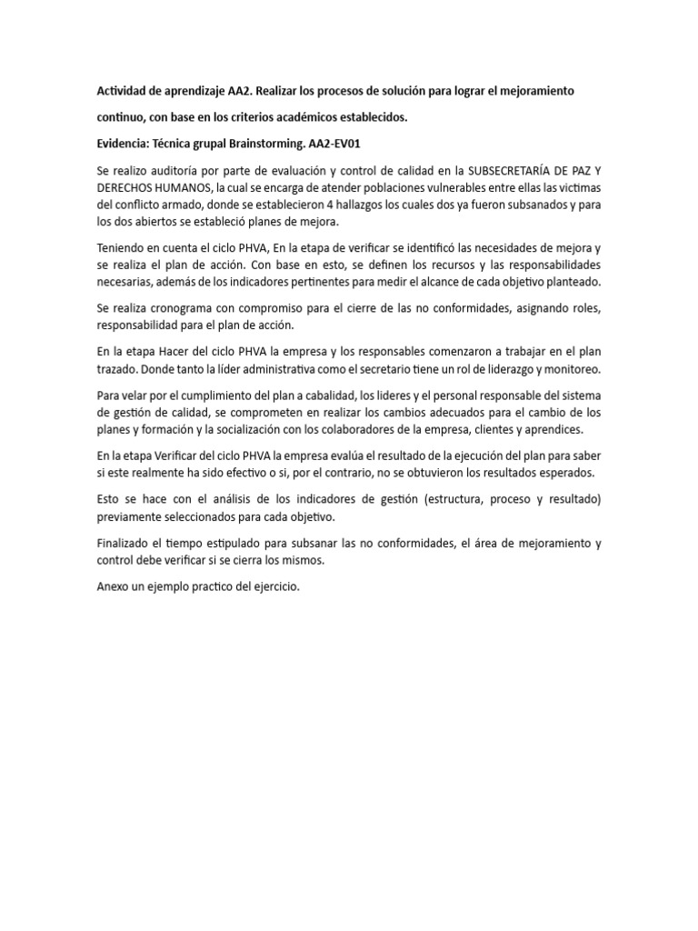 Actividad de Aprendizaje AA2 | PDF