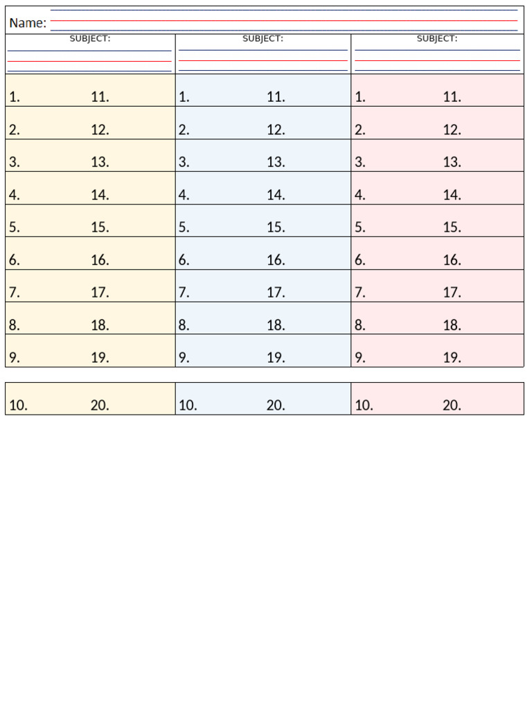 ANSWER SHEET (COLUMN) | PDF