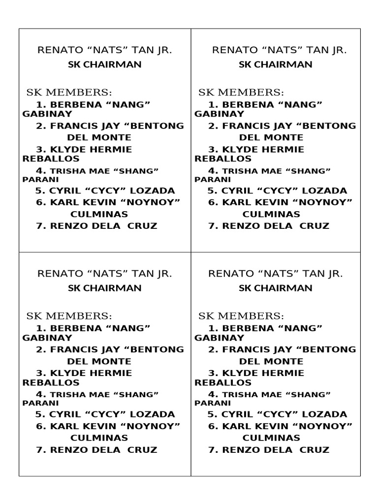 SK Council Members List 2023 | PDF