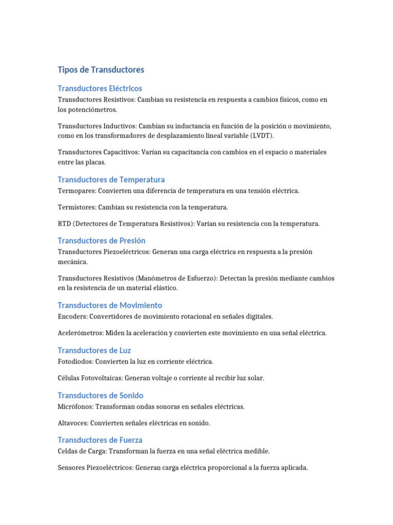 Tipos de Transductores | PDF