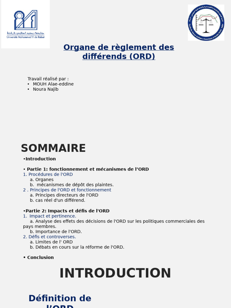 Rôle et défis de l'ORD de l'OMC | PDF | Organisation mondiale du commerce
