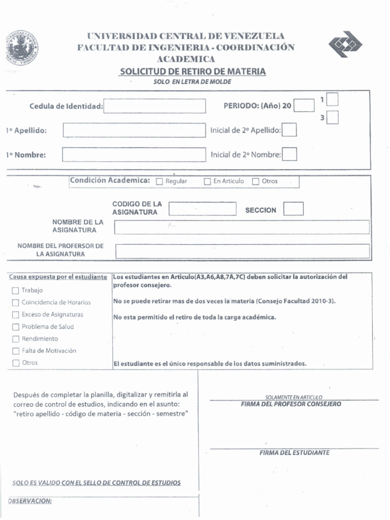 Formato Retiro Asignatura | PDF