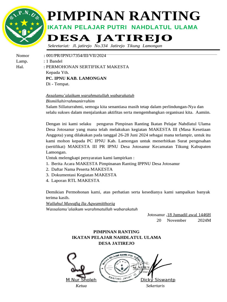 Pengajuan Sertifikat | PDF