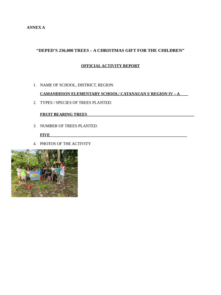 DEPED Tree Planting Report 2023 | PDF