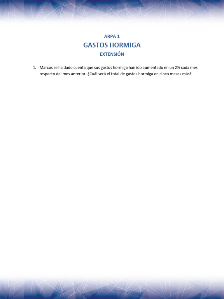 ARPA 1 Gastos Hormiga (Extensión) | PDF
