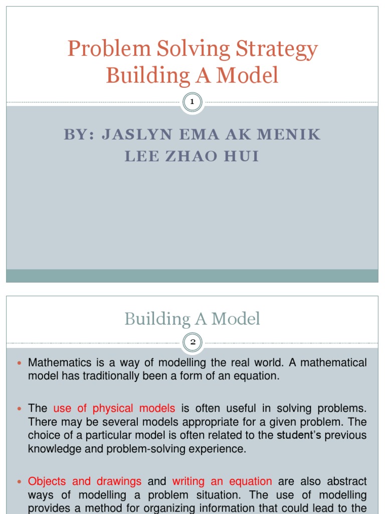 Modeling Problem Solving: Using Physical Models, Drawings, and Equations to Represent and Solve ...