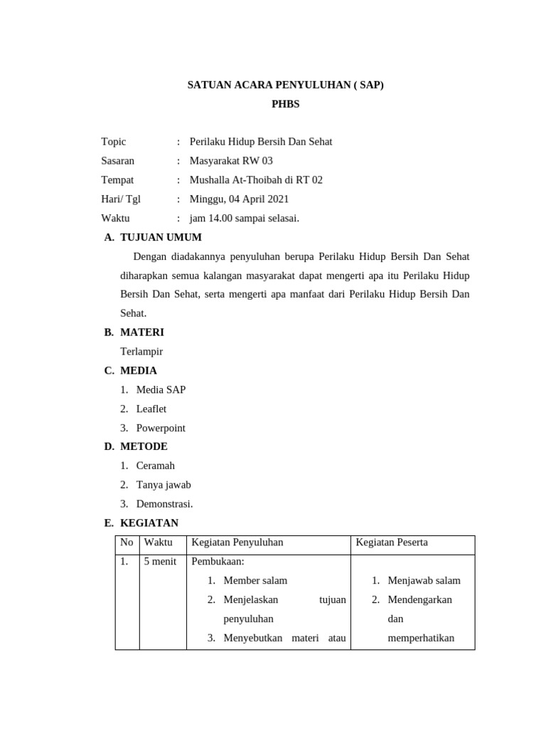SAP PHBS Pada Masyarakat Di Koto Pulai | PDF
