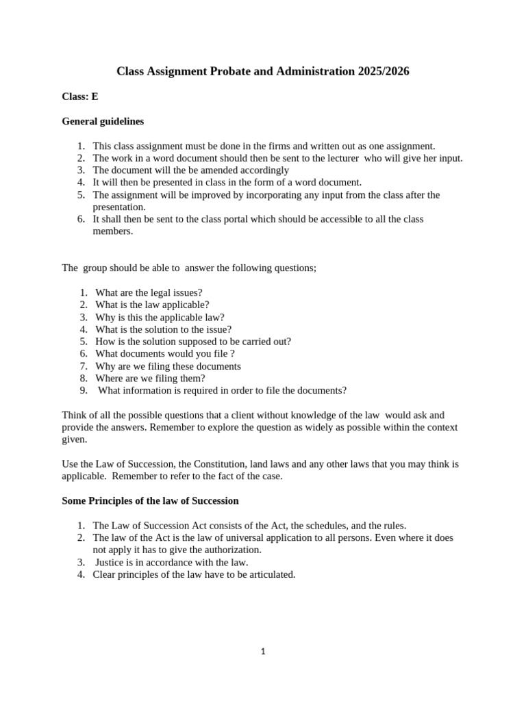 Probate Assignment Guidelines 2025/2026 | PDF | Justice | Crime & Violence
