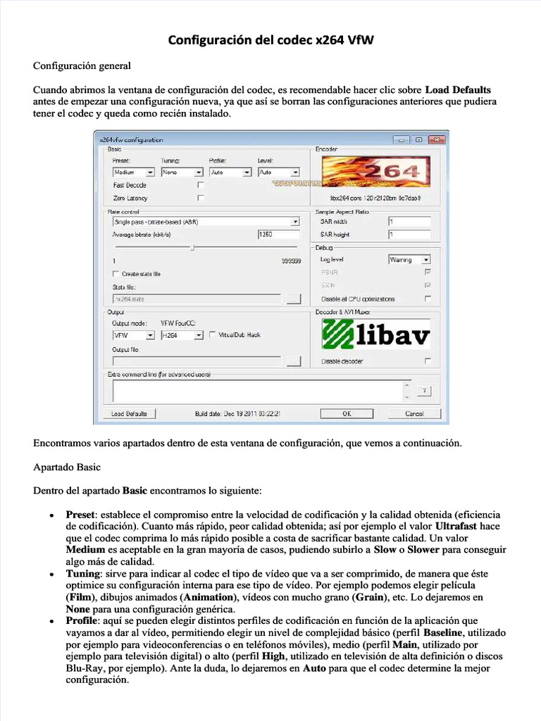 Configuración del Codec x264 VfW | PDF | Vídeo | Códec