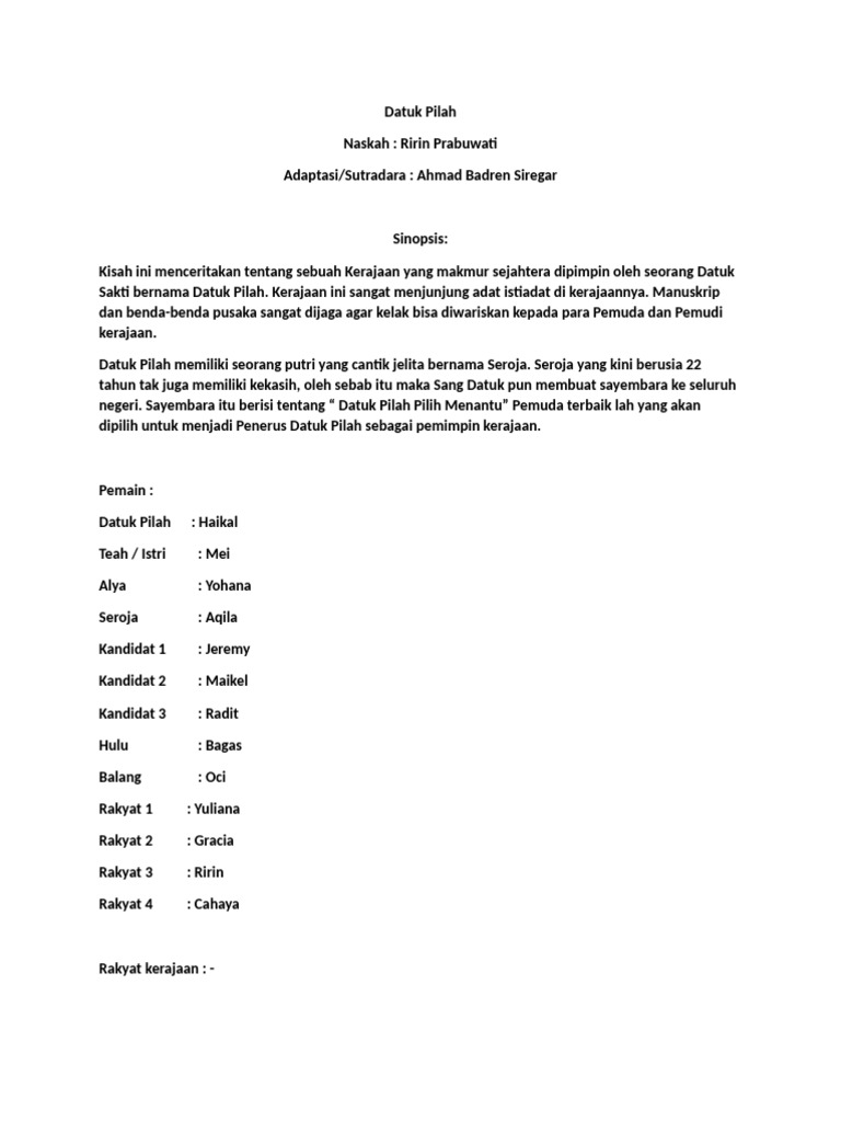 Datuk Pilah Draf 2 | PDF