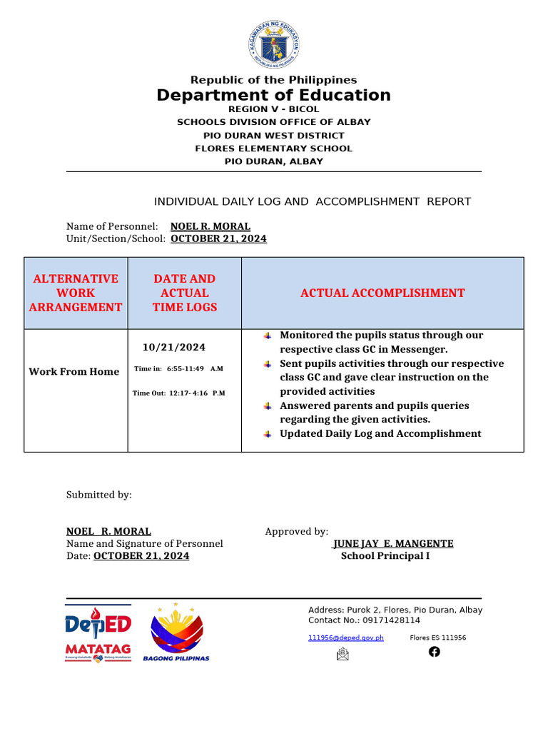 Mam CHI IDLAR OCTOBER 2024 | PDF | Philippines