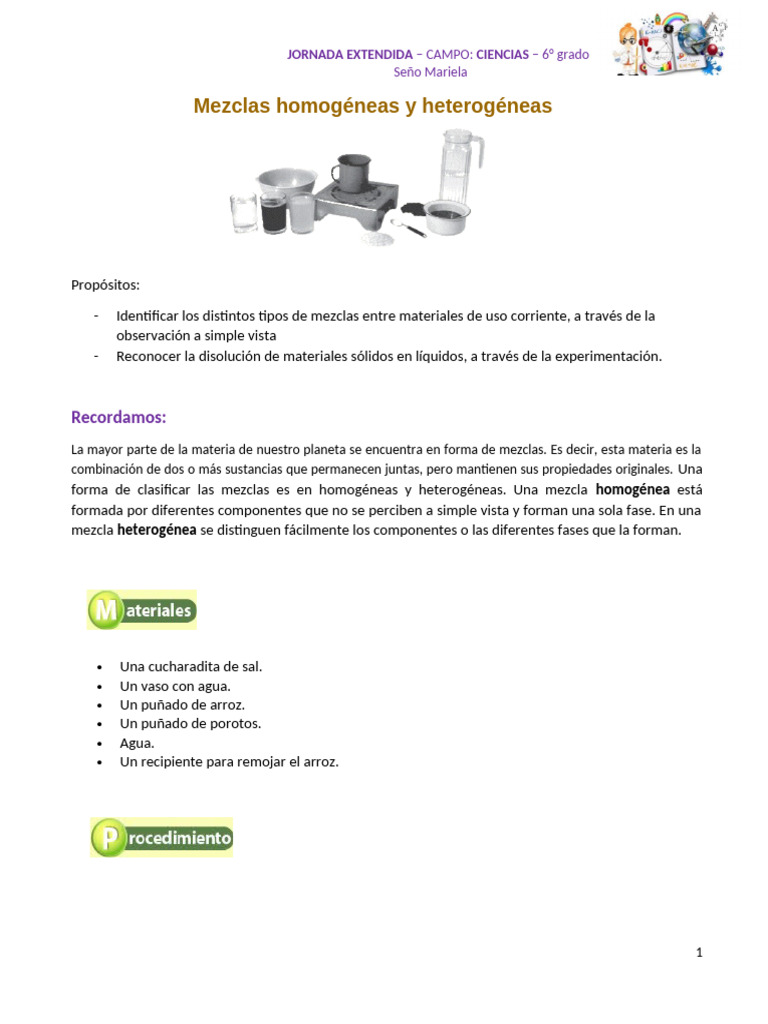 Mezclas Homogéneas y Heterogéneas | PDF | Mezcla | Materiales