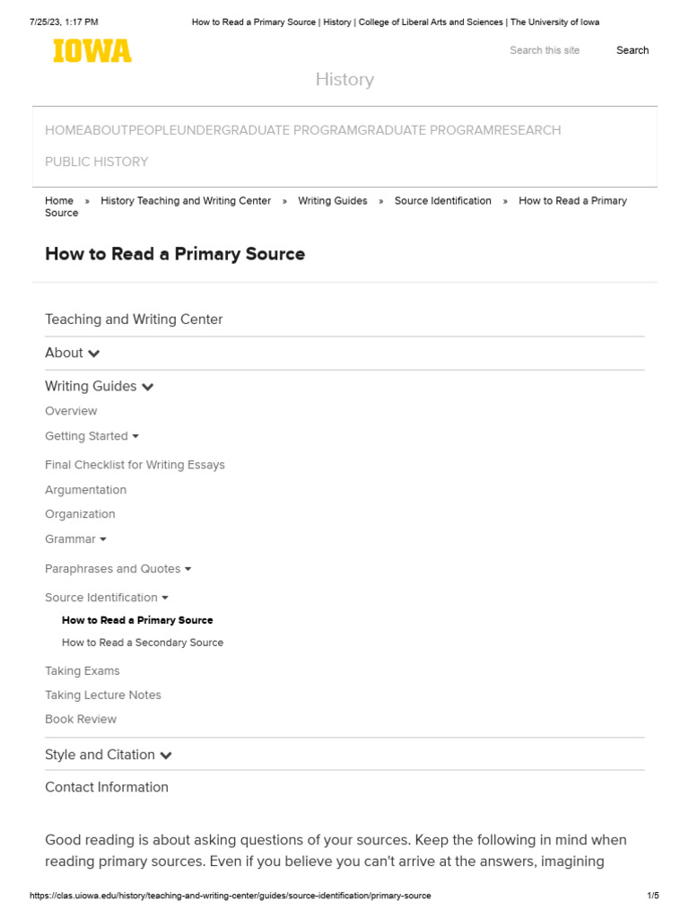 How To Read A Primary Source | PDF | Epistemology | Reading Comprehension