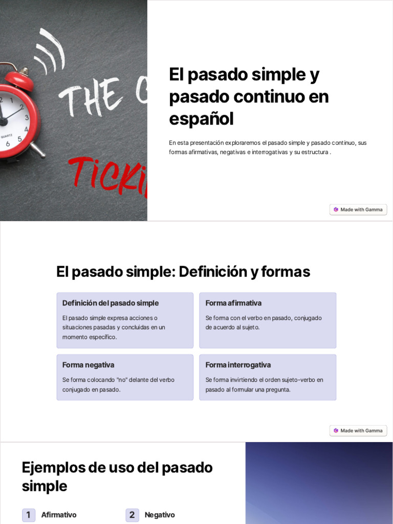 El Pasado Simple y Pasado Continuo en Espanol | PDF | Verbo | Oración (Lingüística)