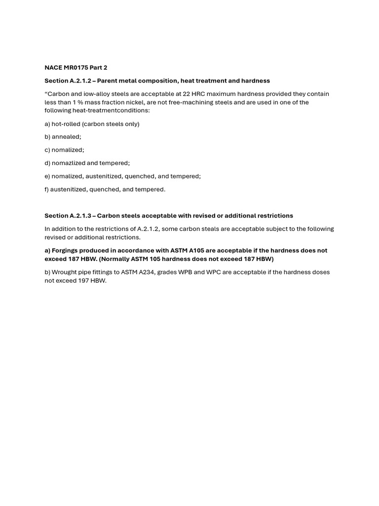 NACE MR0175 Hardness Guidelines | PDF