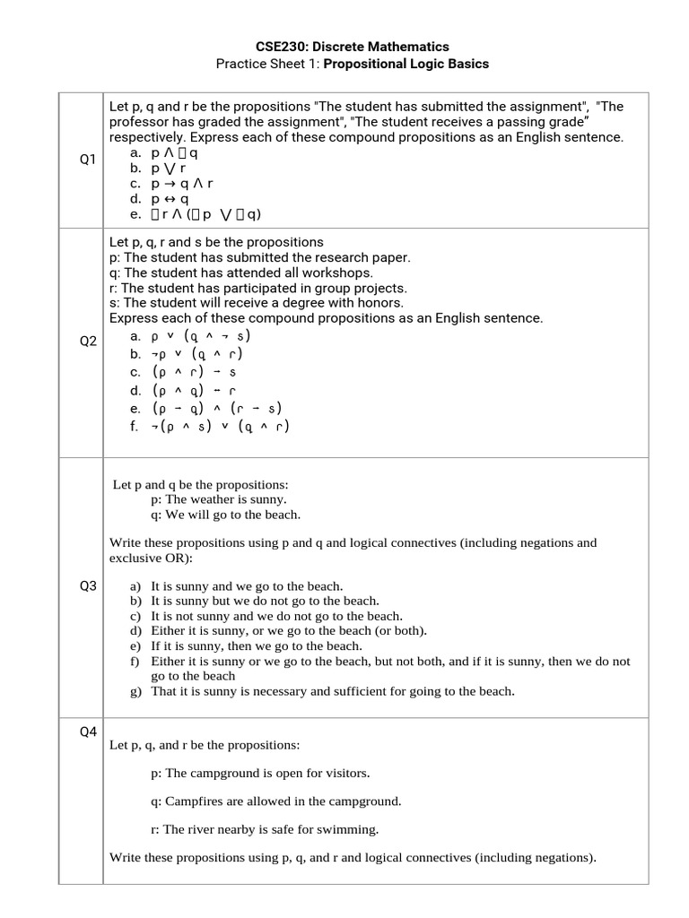 Problemset 1 - Propositional Logic Basics | PDF | If And Only If | First Order Logic
